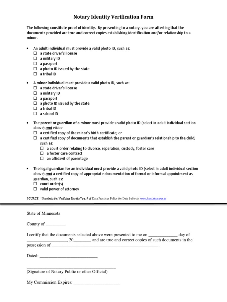 Notary Identity Verification Form | PDF