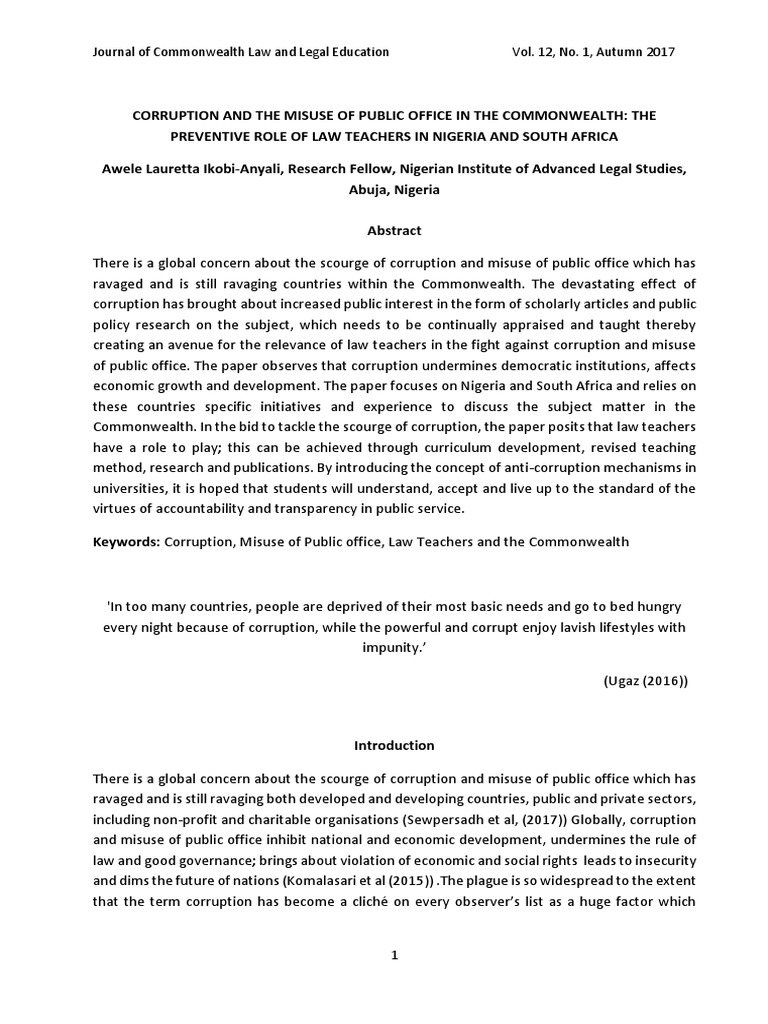 Article - Corruption and The Misuse of Public Office PDF | PDF ...