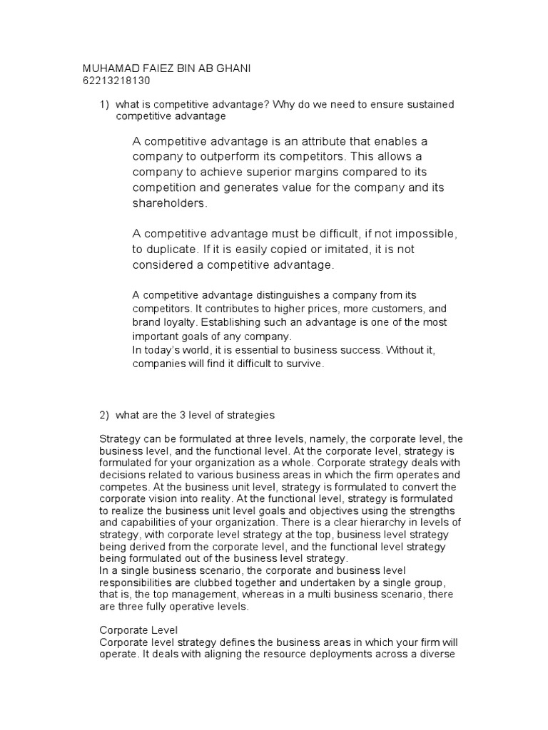 Integrated Case Study 1 | PDF | Swot Analysis | Competitive Advantage