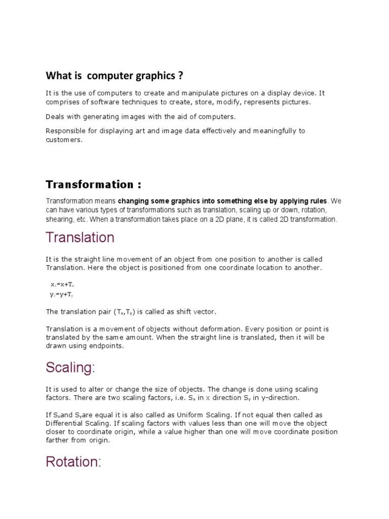 Computer Graphics Class Notes | PDF | Printer (Computing) | Liquid ...