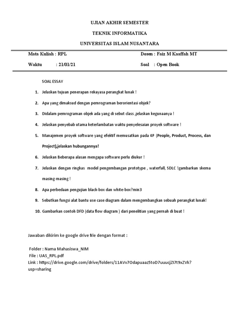 Soal Uas RPL | PDF