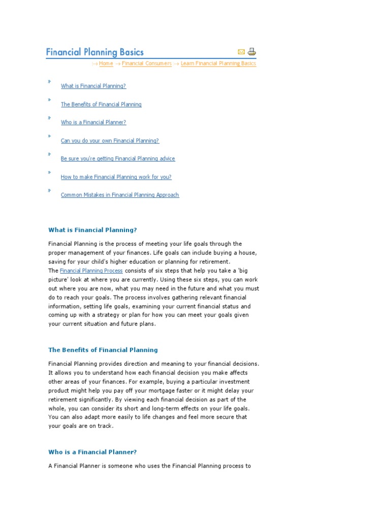 Financial Planning Basics Explained | PDF | Financial Plan | Retirement