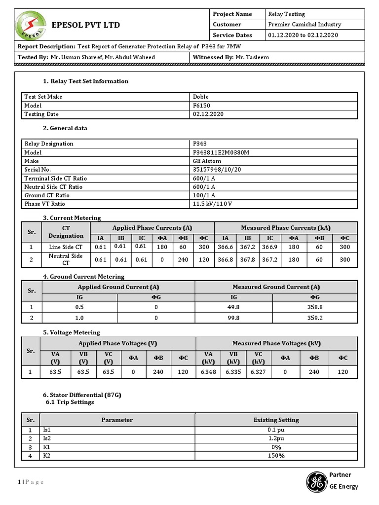 P343 For 7MW PDF | PDF | Metrology | Electrical Engineering