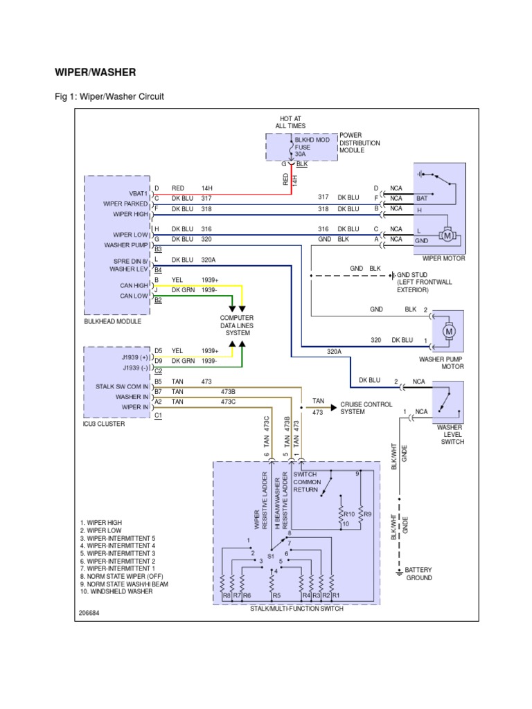 Wiper and Washer Circuit Diagram | PDF | Automotive Technologies | Vehicles