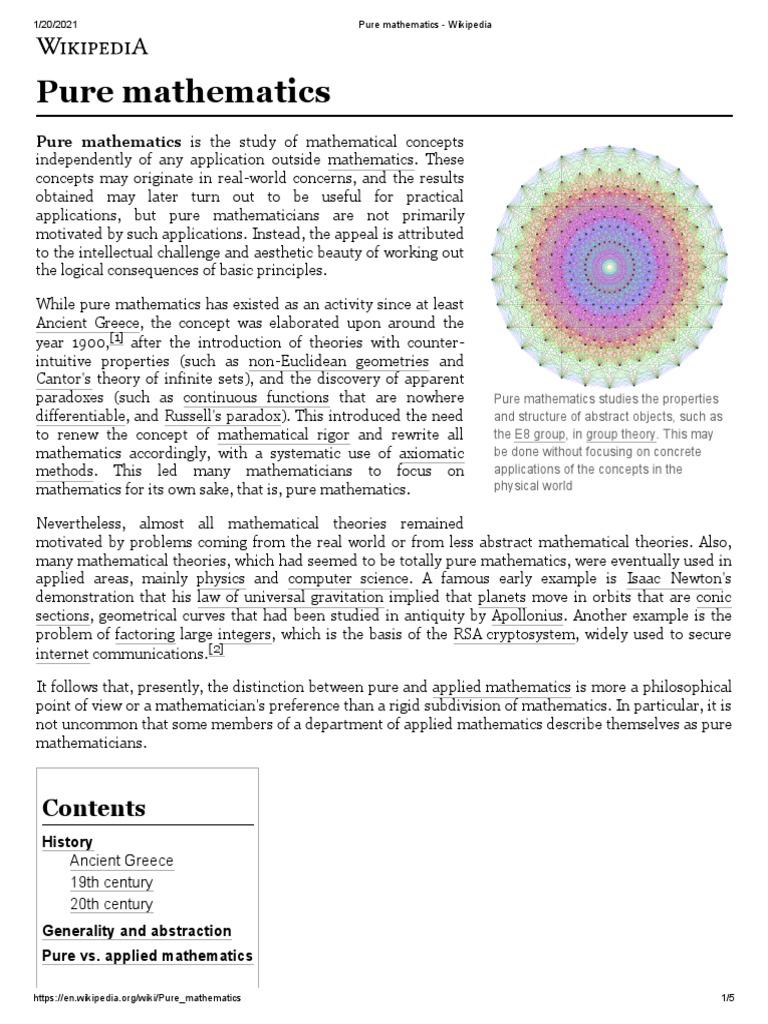 Pure Mathematics: Pure Mathematics Is The Study of Mathematical ...