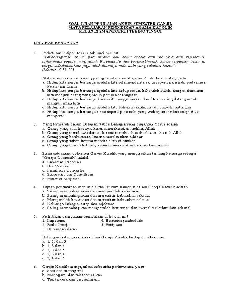 Soal Ujian Kelas 12 | PDF