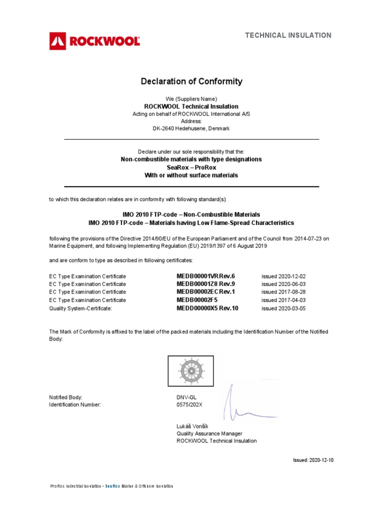 RW Ti Certificates Declaration of Conformity Materials | PDF | European ...