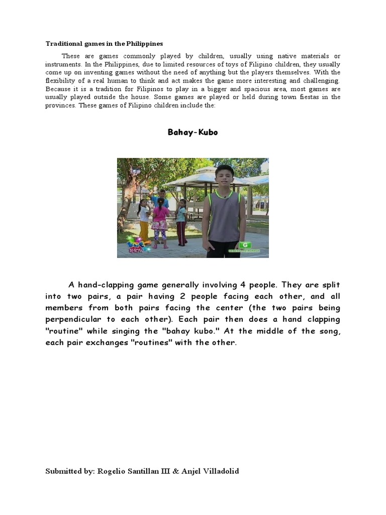 Bahay-Kubo: Traditional Games in The Philippines | PDF