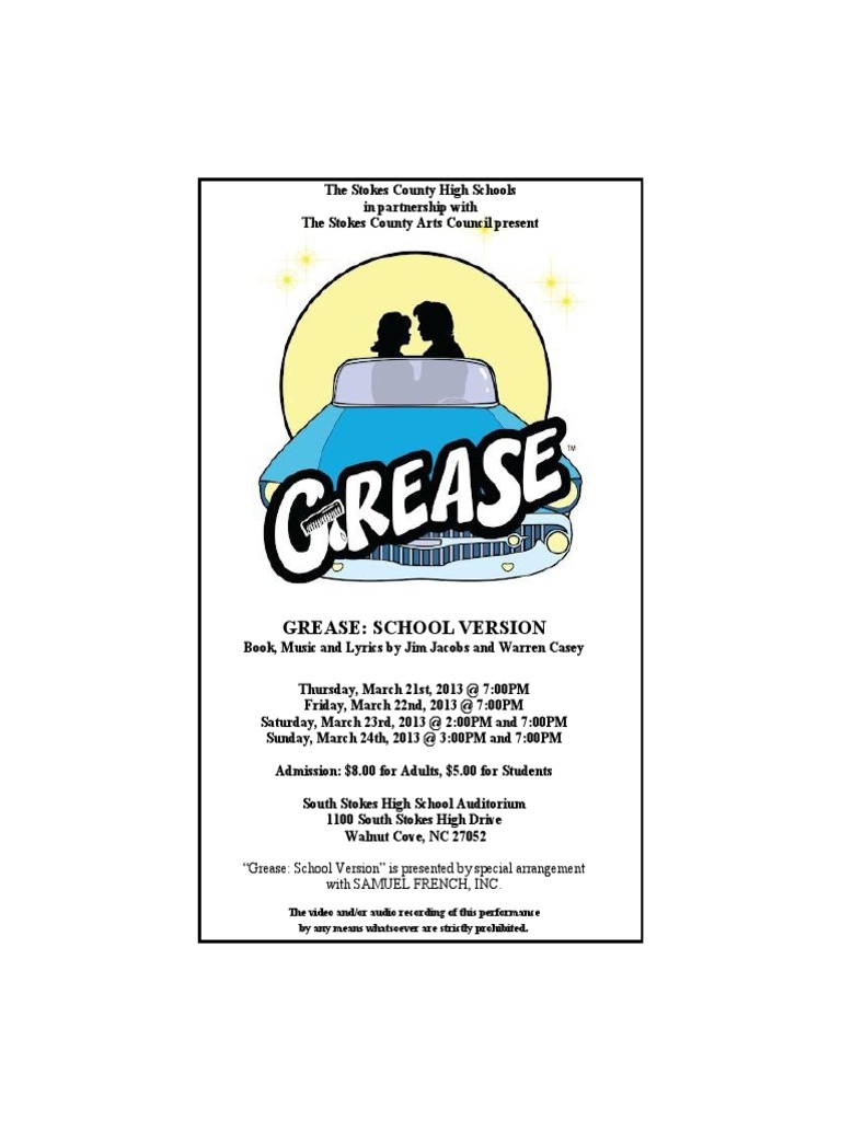 Grease: School Version: "Grease: School Version" Is Presented by ...