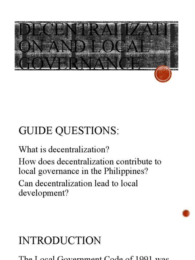Decentralization and Local Governance | PDF