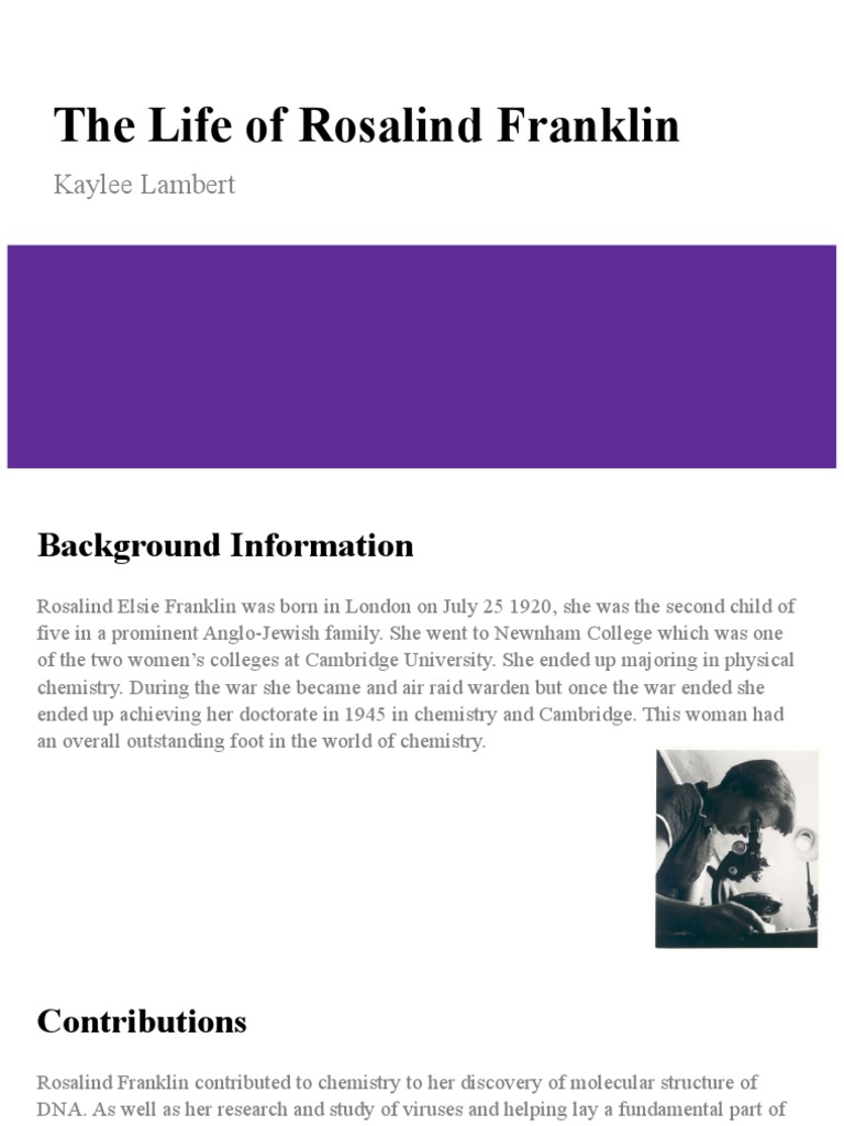 Rosalind Franklin: DNA Pioneer | PDF | Dna | Organisms