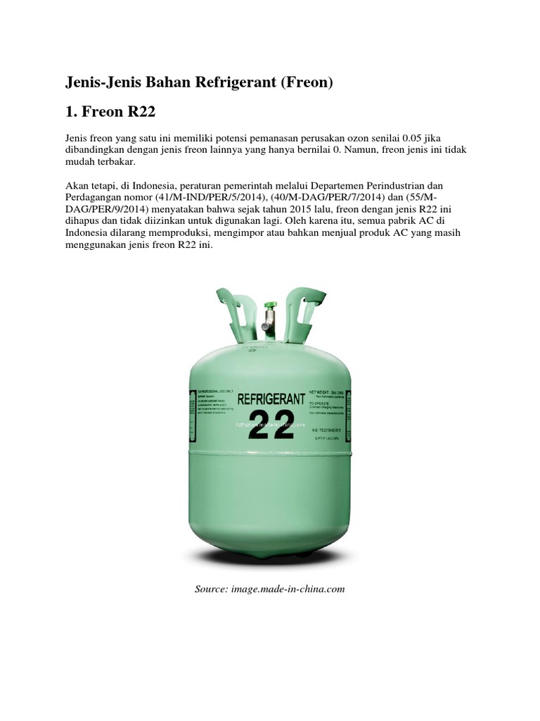Jenis-Jenis Bahan Refrigerant (Freon) | PDF