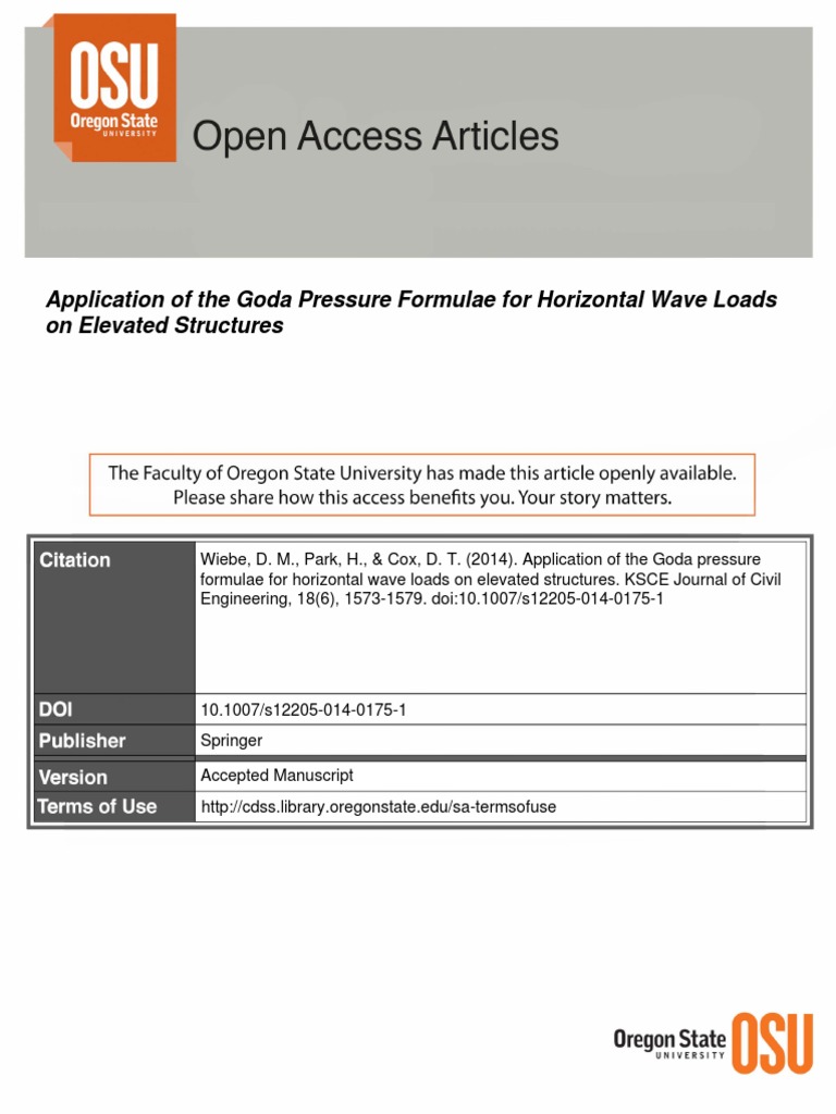 Application of The Goda Pressure Formulae For Horizontal Wave Loads On ...