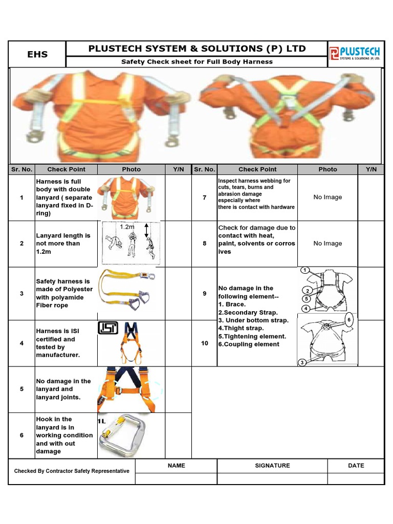 Check List For Safety Harness-2 PDF | PDF | Equipment | Manufactured Goods