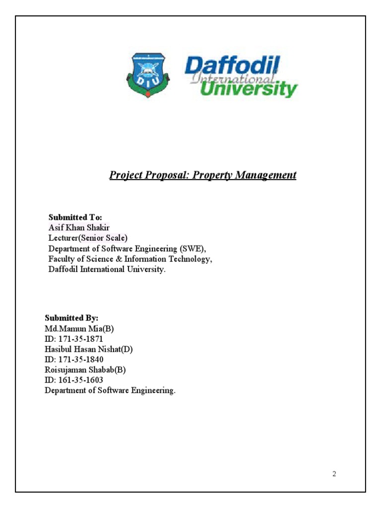 Project Proposal: Property Management: Submitted To | PDF | User ...