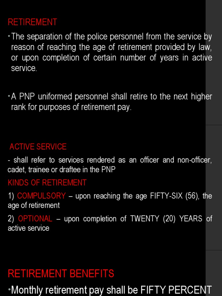 Retirement System in PNP | PDF | Police | Crime & Violence