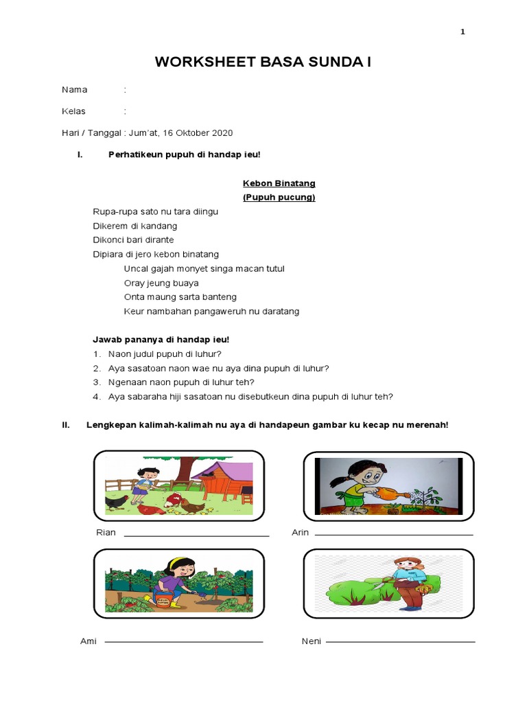 Worksheet Basa Sunda | PDF