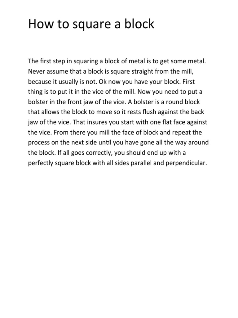 Squaring a Block on a Mill | PDF