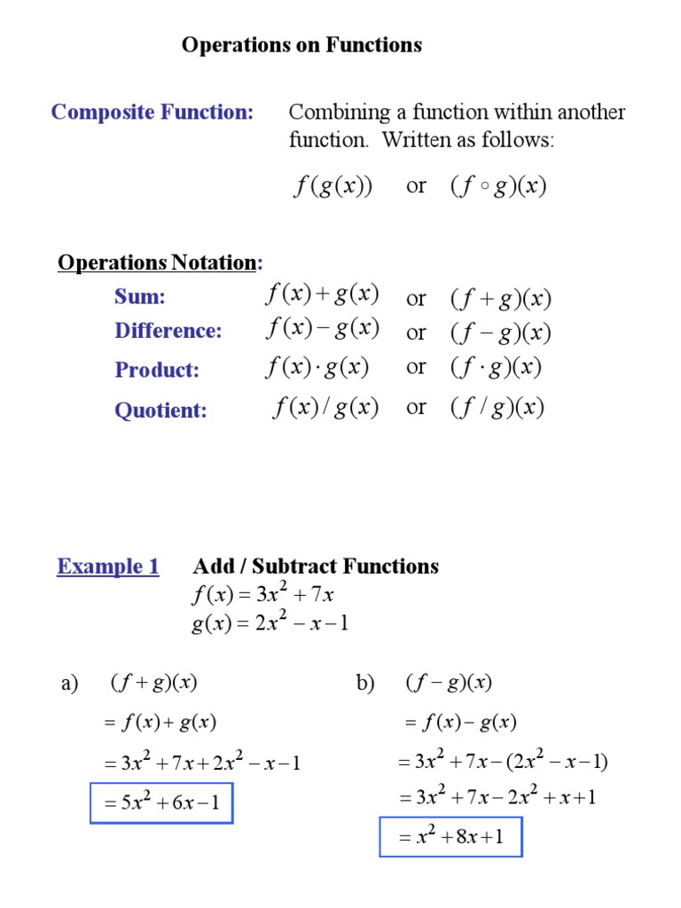 Function Operations & Inverses Guide | PDF | Function (Mathematics) | Elementary Mathematics