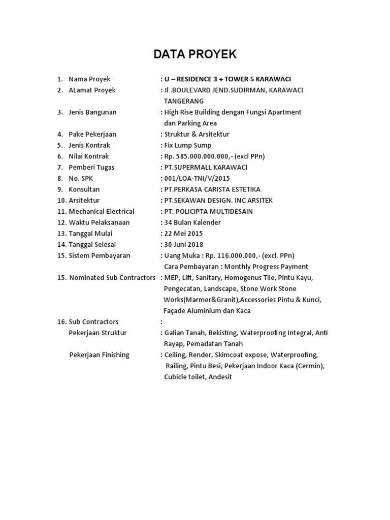 Data Proyek | PDF | Architectural Design | Architecture