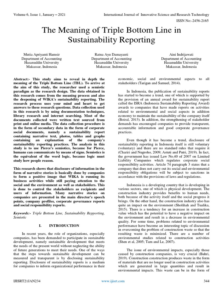 The Meaning of Triple Bottom Line in Sustainability Reporting | PDF ...