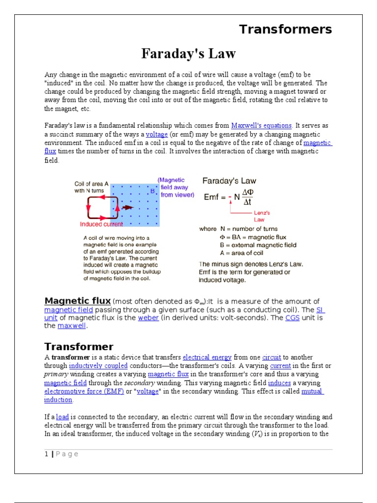 Faraday's Law: Transformers | PDF | Electromagnetic Induction | Transformer