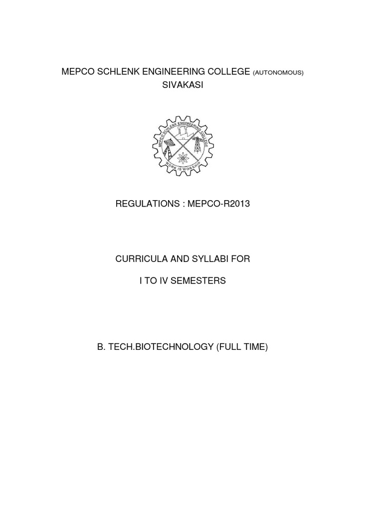 Mepco Schlenk Engineering College Sivakasi: (Autonomous) | PDF ...