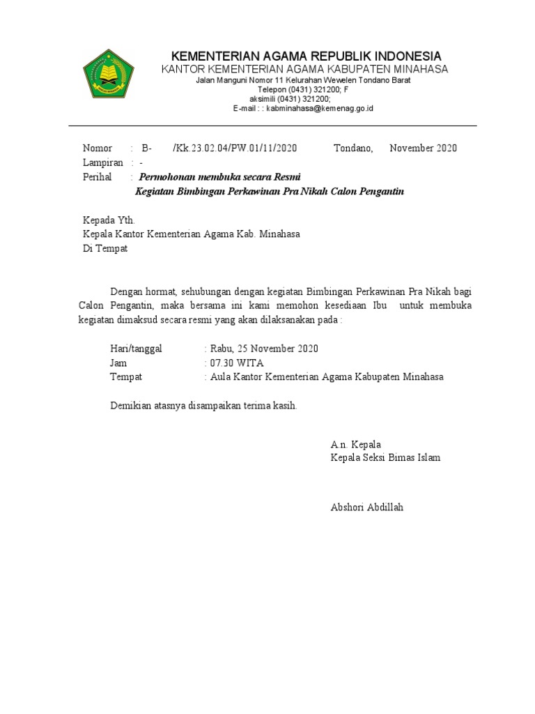 Surat Permohonan Membuka Acara | PDF