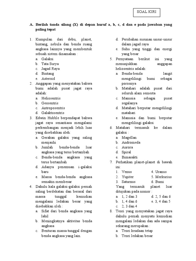 SOAL UK Tata Surya | PDF