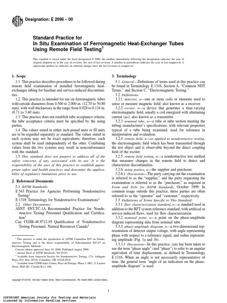 ASTM E2096 Standard Practice For in Situ Examination of Ferromagnetic ...
