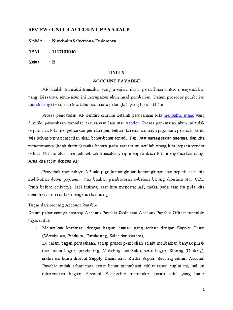 Tugas dan Tanggung Jawab Account Payable | PDF