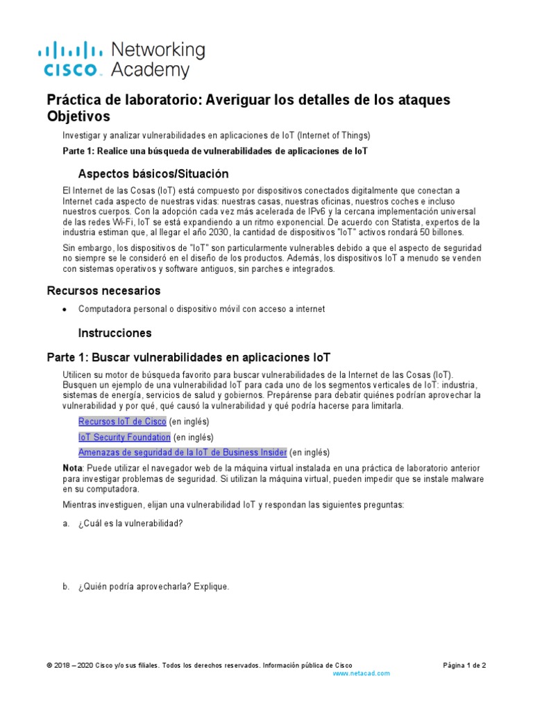 1.2.3 Lab - Learning The Details of Attacks | PDF | Internet de las Cosas | Vulnerabilidad ...