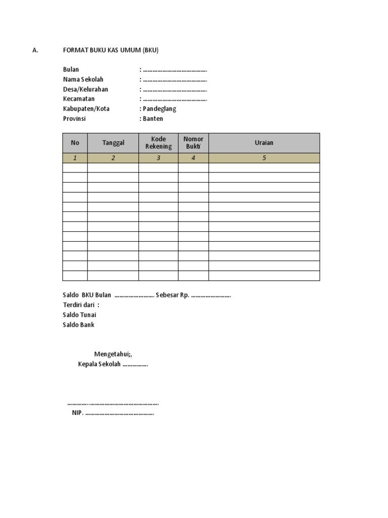 Format Laporan BOS 2020 | PDF
