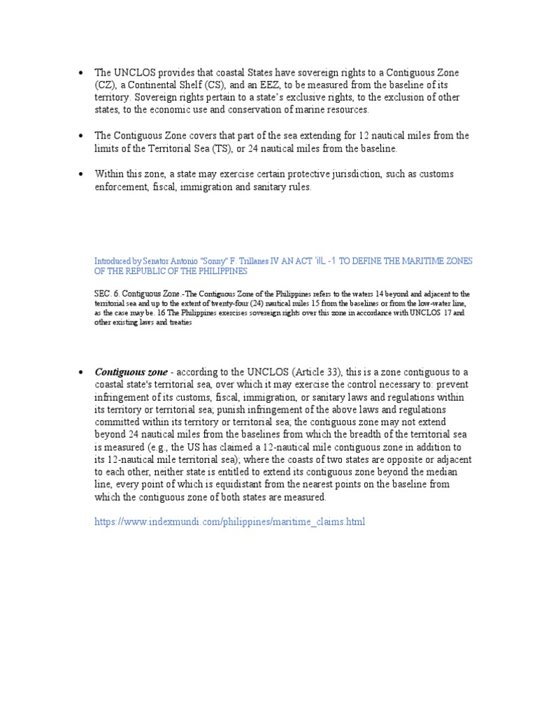 Understanding the Philippines' Contiguous Zone | PDF