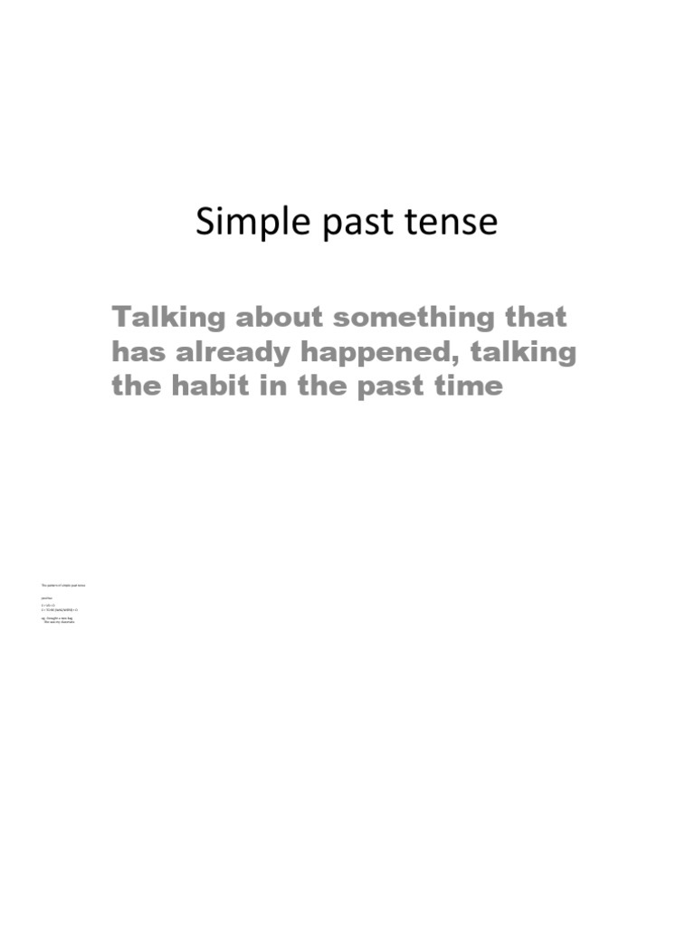 Simple Past Tense Material | PDF
