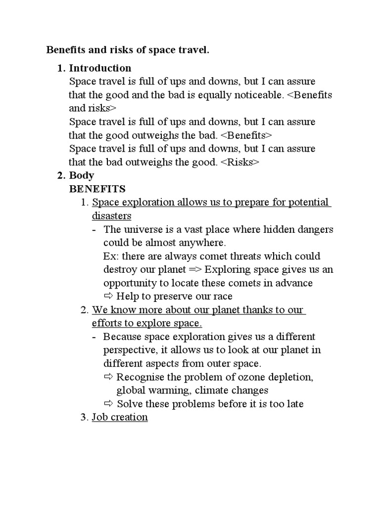 Benefits and Risks of Space Travel | PDF | Space Exploration | Climate ...