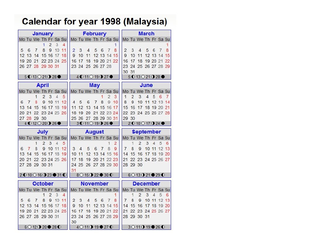 November 1998 Calendar