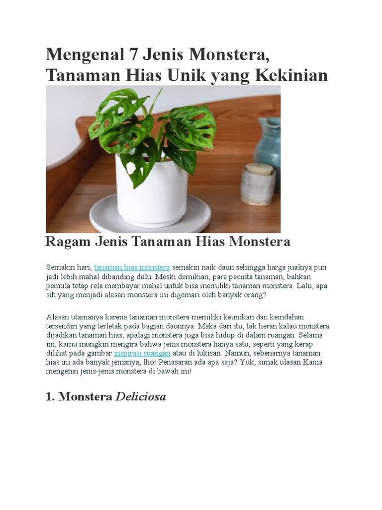 Mengenal 7 Jenis Monstera | PDF
