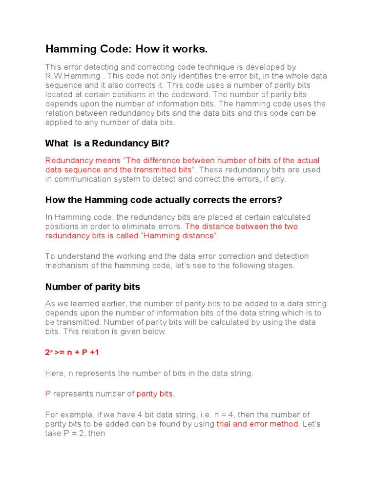 Hamming Code - Explaination | PDF | Applied Mathematics | Encodings