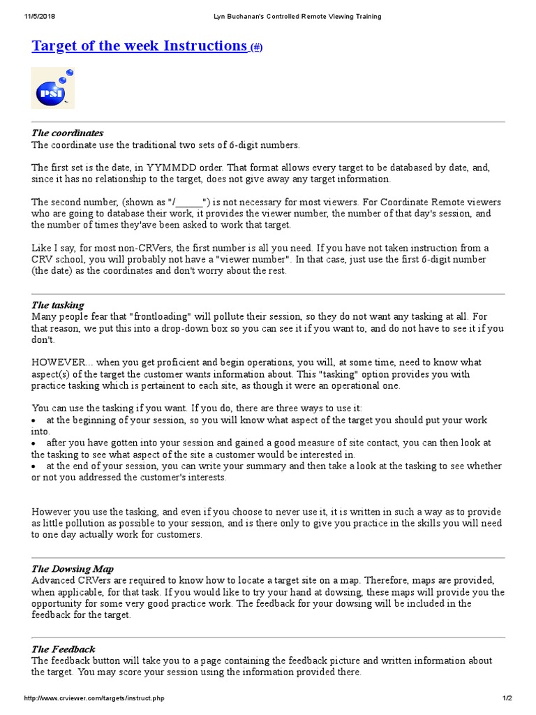 Lyn Buchanan's Controlled Remote Viewing Training | PDF | Human Nature ...