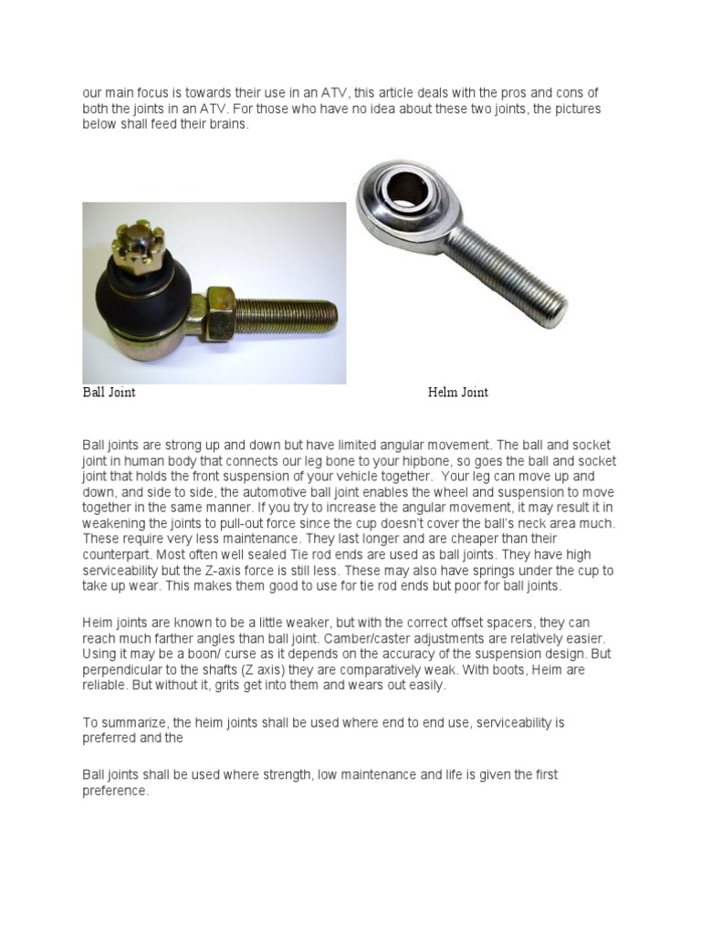 Ball Vs Helm Joints | PDF