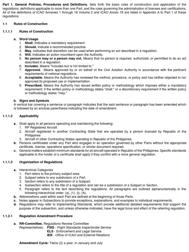 PCAR Part 1 Summary | PDF | Aircraft | Airplane