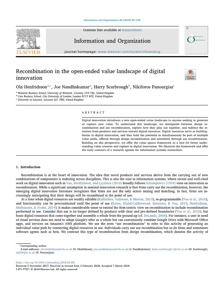 Information and Organization: Ola Henfridsson, Joe Nandhakumar, Harry ...