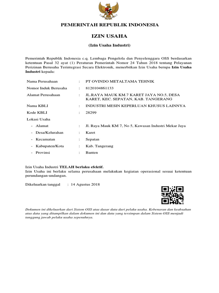 IZIN USAHA Efektif | PDF