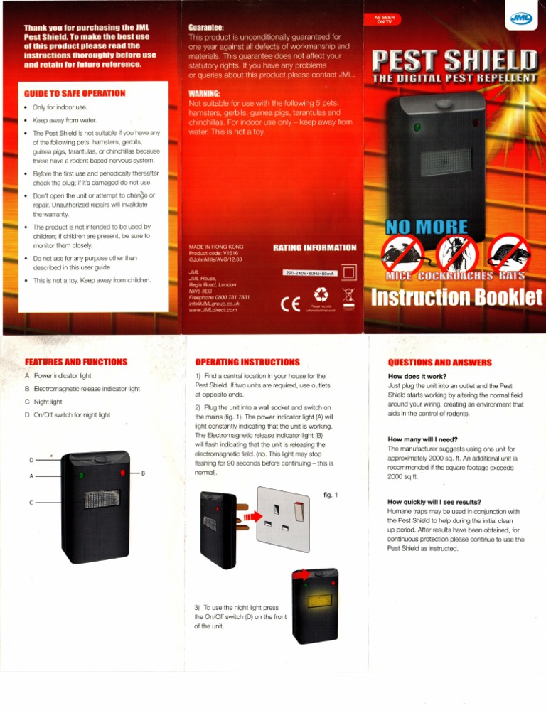 JML Pest Shield Instruction Booklet | PDF