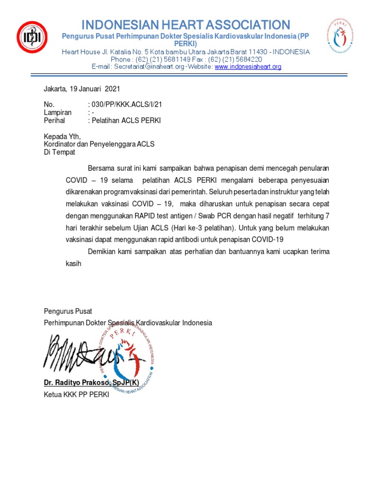 Skrining Rapid Test Antigen ACLS PERKI | PDF