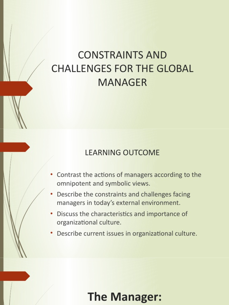 Constraints and Challenges For The Global Manager | PDF ...