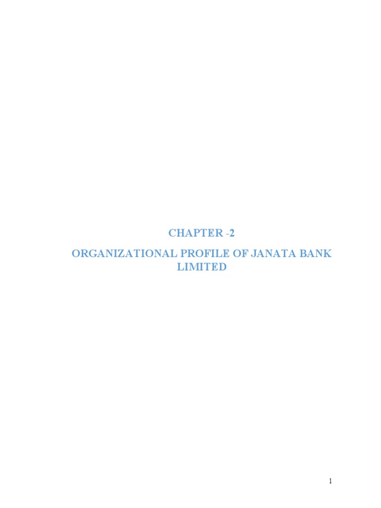 Chapter - 2 Organizational Profile of Janata Bank Limited | PDF ...