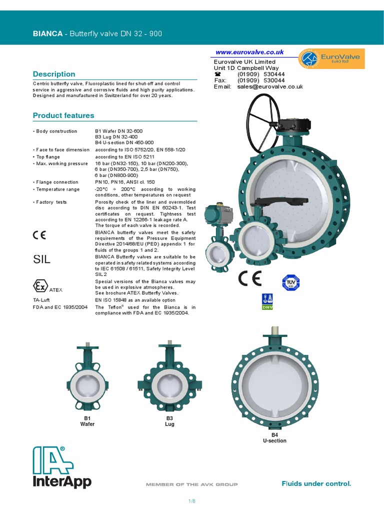 Description: - Butterfly Valve DN 32 - 900 | PDF | Valve | Stainless Steel