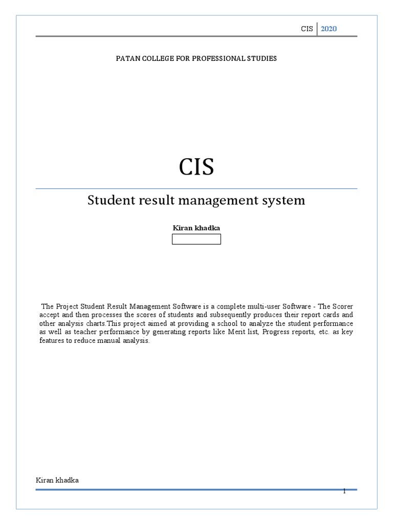 A Student Result Management System: An Analysis of a Desktop ...